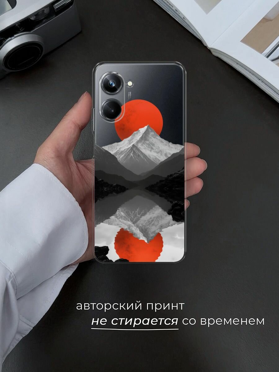Чехол на Realme 10 Pro / Реалми 10 Про с принтом Белая гора 2, прозрачный — фото 1