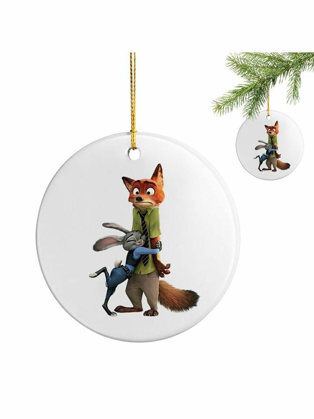 Плоская подвеска из 2D акрила с кроликом и лисой