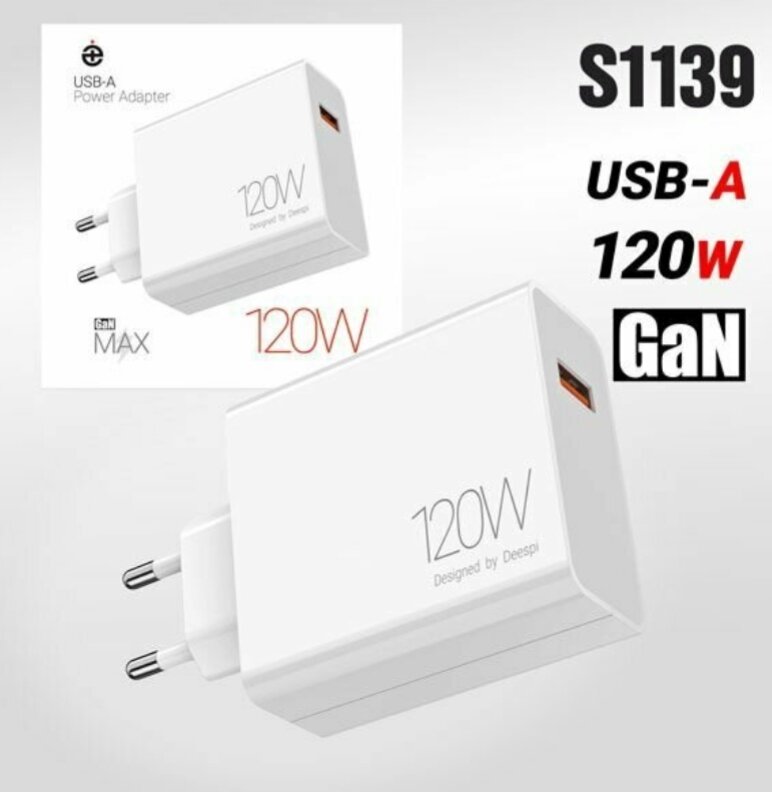 Универсальный Блок питания DEESPI DE08, 120Вт, белый, универсальный для Android и iPhone.