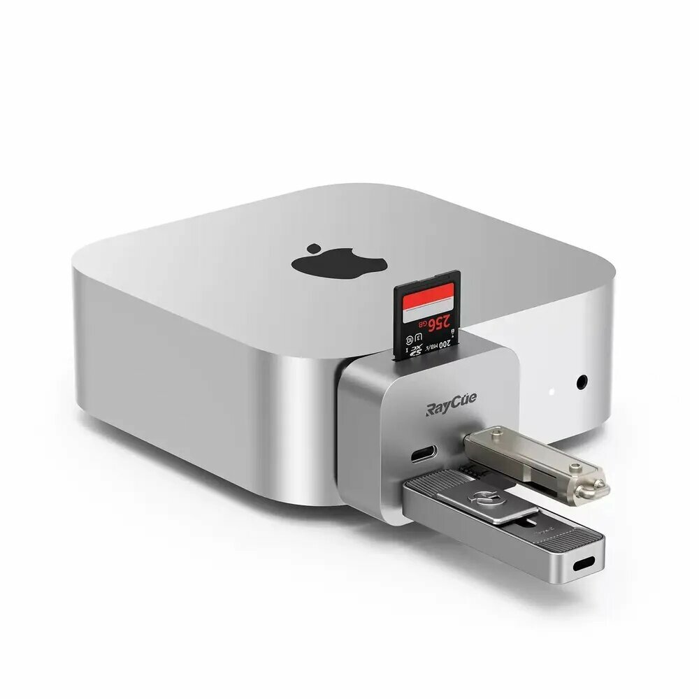 Док-станция расширения RayCue MiniPack для Mac mini M4, 6-портовый концентратор USB-C с двумя адаптерами 10 Гбит/с, высокоскоростная передача данных