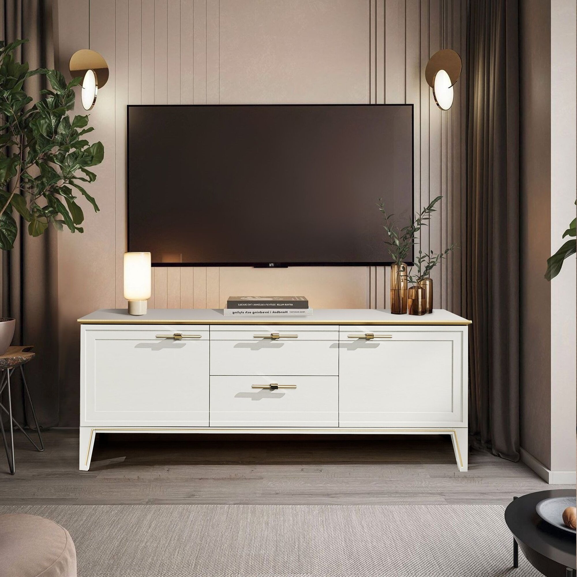 Комод ТВ Dana Palmari P0130, на 1500 мм, МДФ/ЛДСП, цвет белый