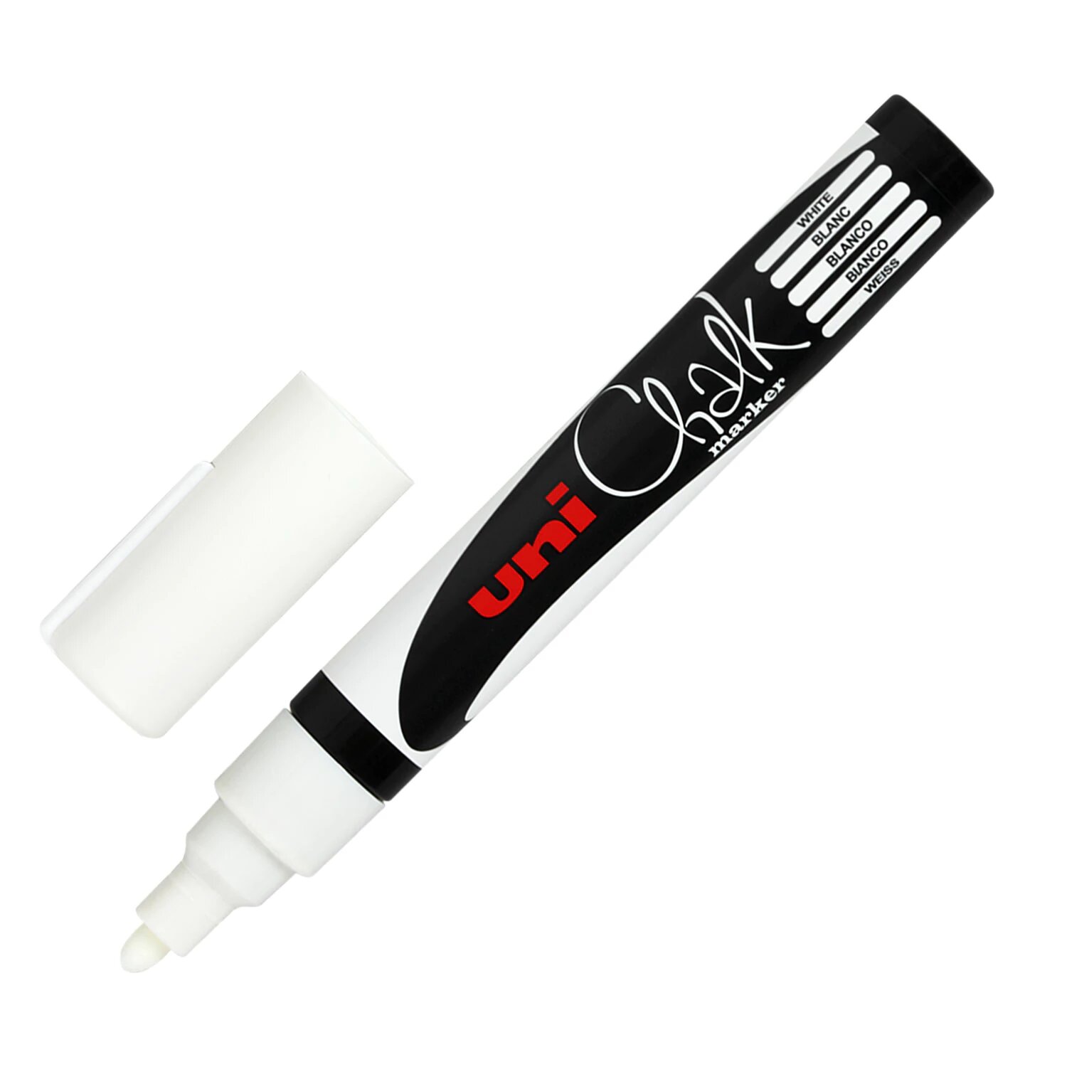 Маркер меловой UNI "Chalk", 1,8-2,5 мм, белый, влагостираемый, для гладких поверхностей
