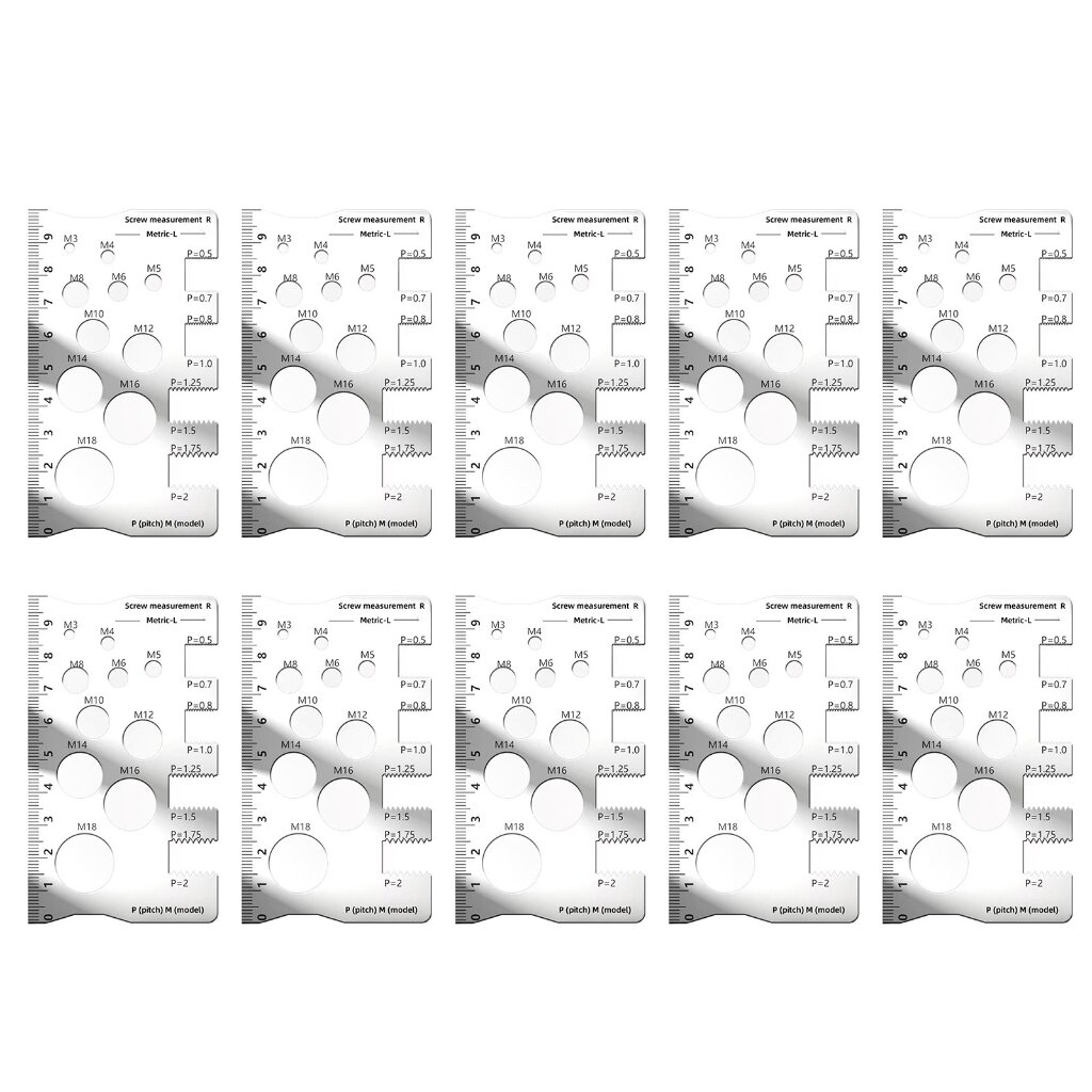 Набор из 10 датчиков шага винта для точного измерения диаметра резьбы и шага шага Идеально подходит для инженеров и самодельных проектов.
