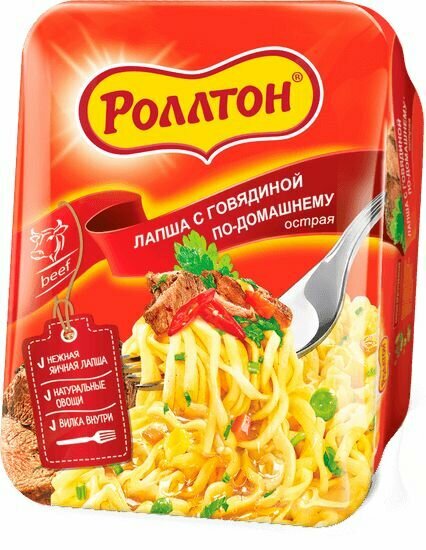 Лапша Роллтон со вкусом говядины по-домашнему острая 90 г x 3 упаковки