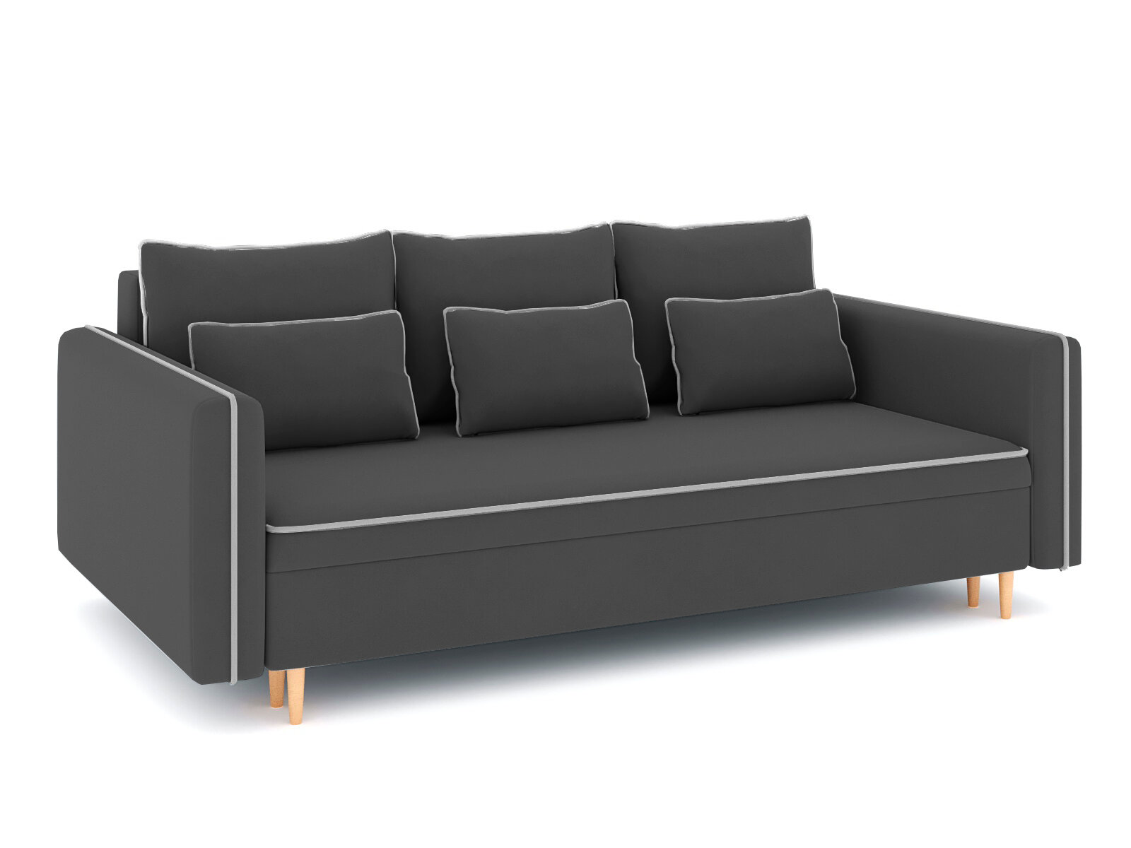 Диван - кровать Рон, пантограф, 226*90*95, велюр Зара Грей 18 /кант Зара Маус 12