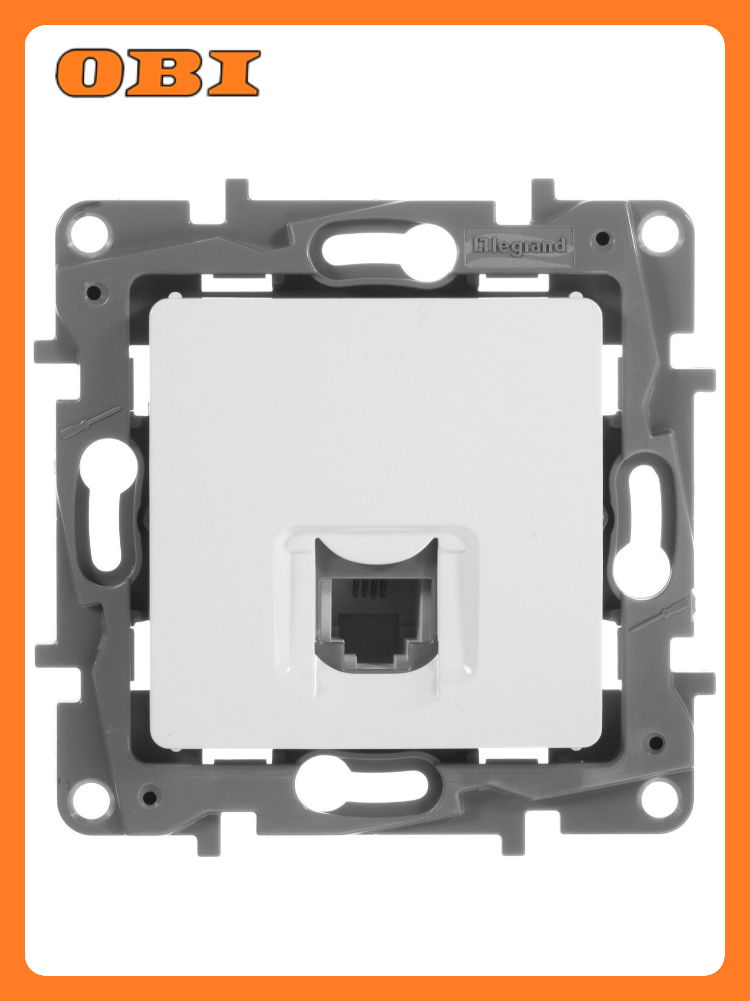 Розетка Legrand Etika RJ-11, белая, 16А, IP54, скрытый монтаж