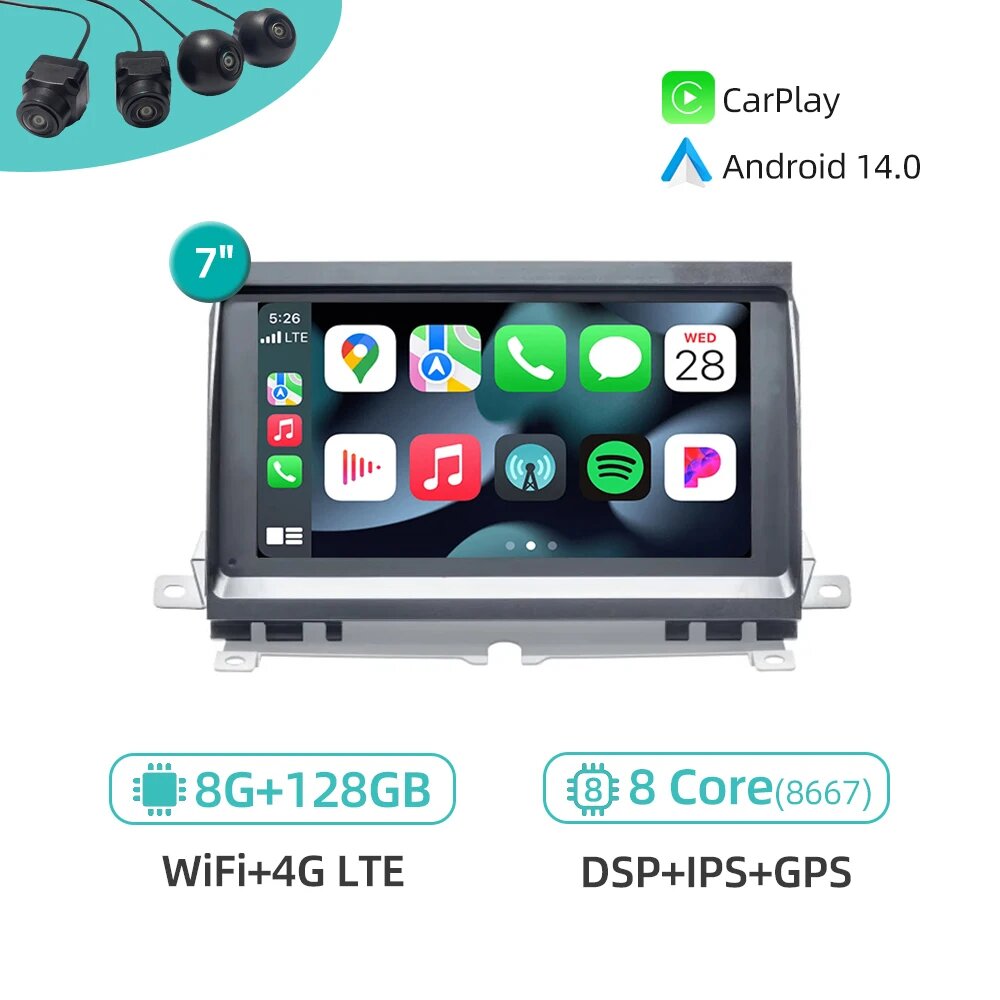 8G 128G CarPlay Android 14.0 Автомобильный мультимедийный плеер Wi-Fi навигация 8G 128G 360 Camera