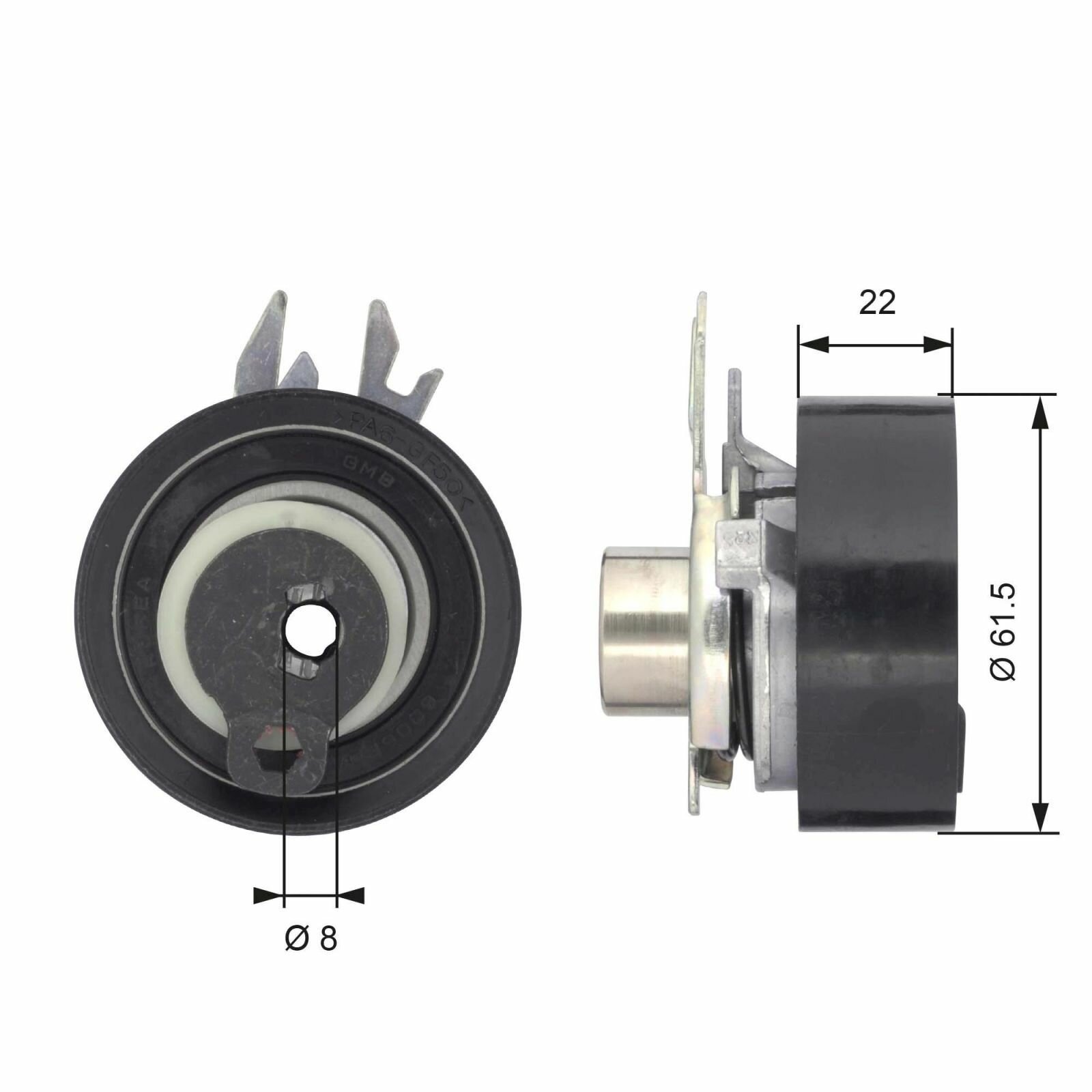 Ролик натяжителя ремня ГРМ GATES T43046 SEAT Cordoba Ibiza 93 02 1.0 1.6 SKODA Octavia 96 04 1.6 VW Caddy 95 04 1.4 1.