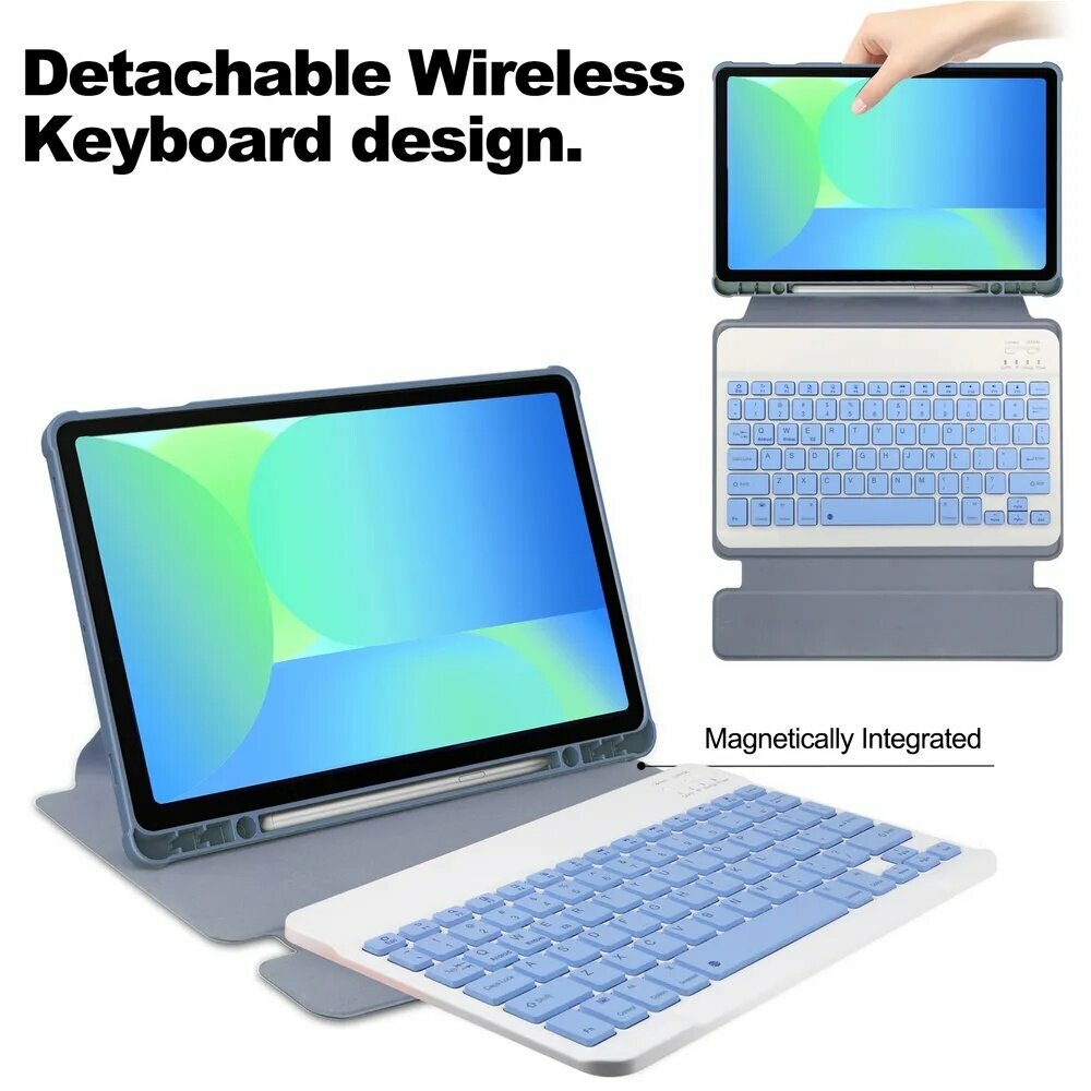 Чехол книжка Для Samsung Tab S10 FE, Tab S9 FE, S9 (X510 X516 X520 X526 X710 X716) 10.9' / Самсунг Галакси Таб S9 FE S10 FE, (+ Клавиатура)