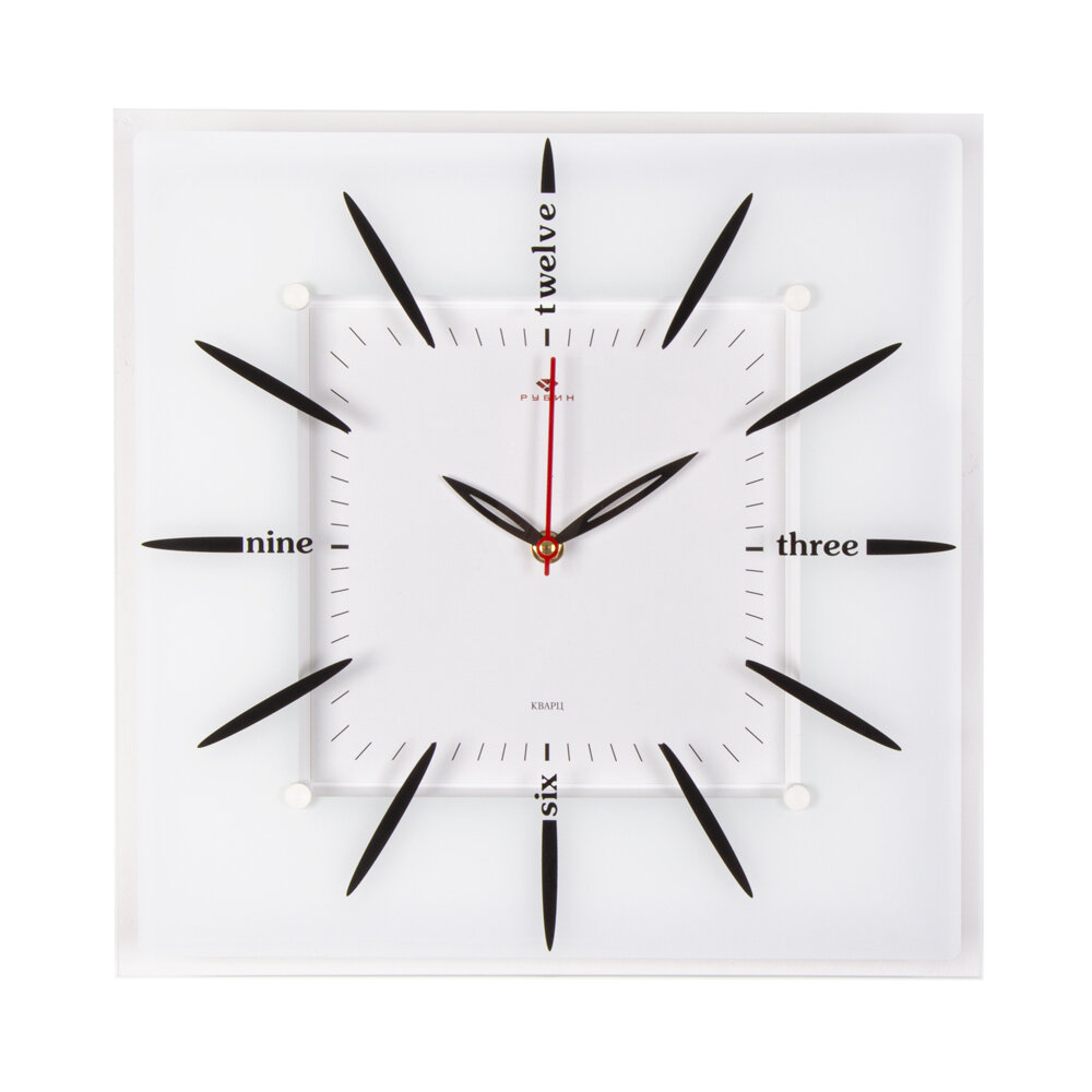 Часы настенные 3636-003 (35Х35) квадр стекло абстракция КОРП БЕЛ рубин