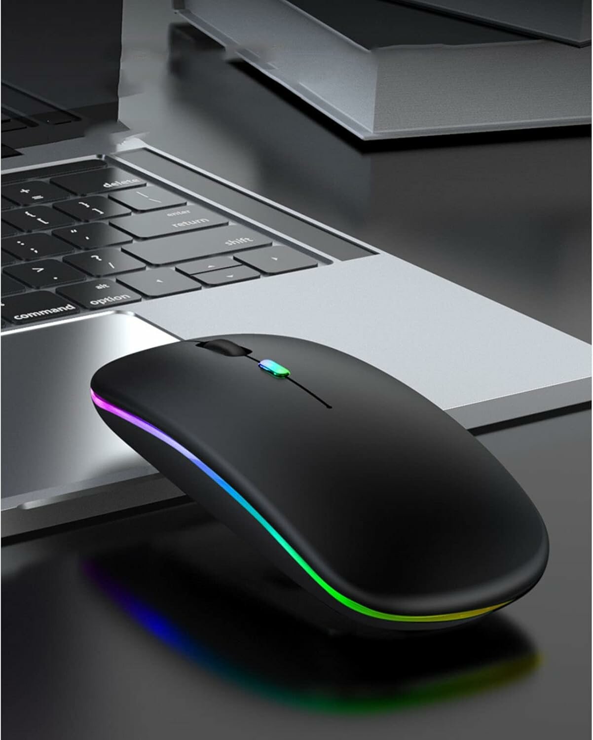 Мышка беспроводная с подсветкой MB-2.4, оптическая, для ПК, для ноутбука, 1600 dpi, USB+BT, черный матовый