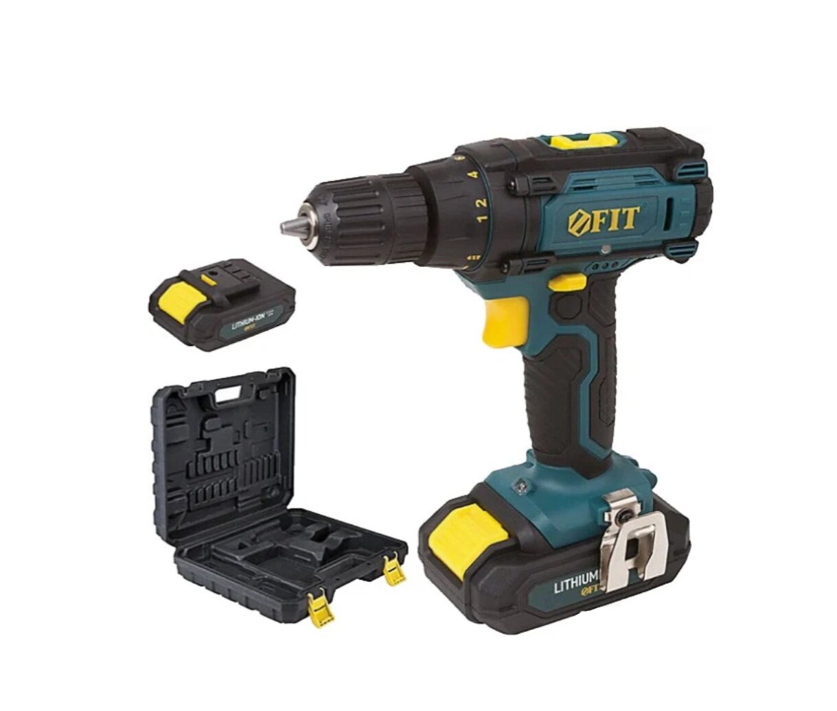 Дрель-шуруповерт FIT 80199 (с 2-мя АКБ, кейс