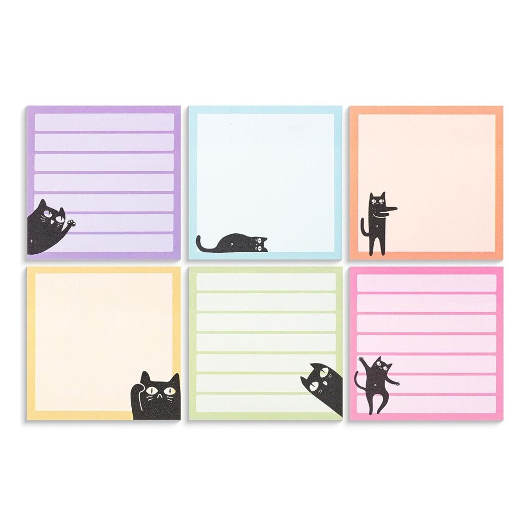 Набор из 6 милых матрасов для ежедневников с изображением кошечки и дополнительной бумагой для использования в офисе и классе. Экологически чистые, клейкие аксессуары для ежедневников.