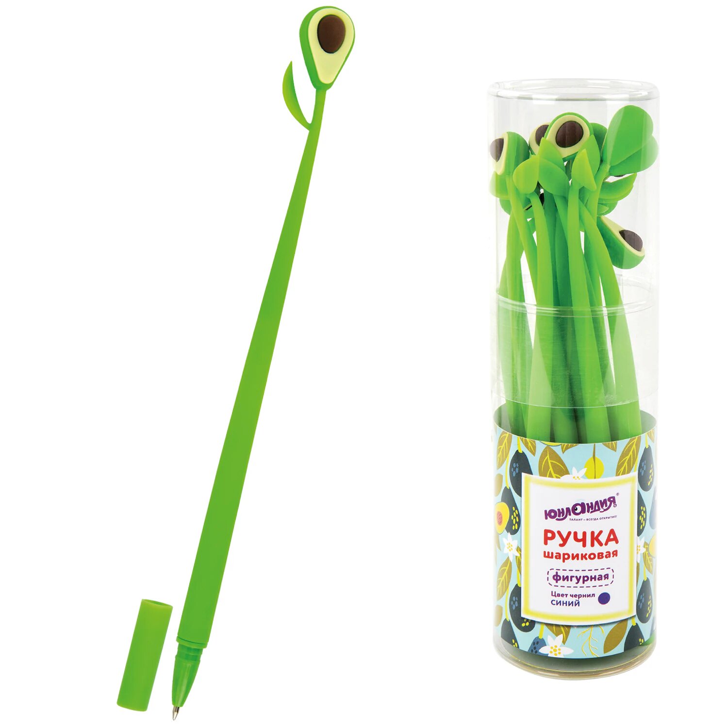 Ручка фигурная шариковая юнландия "Авокадо", мягкий силиконовый корпус, синяя, пишущий узел 0,7 мм, 143794 (цена только за 1 шт.)