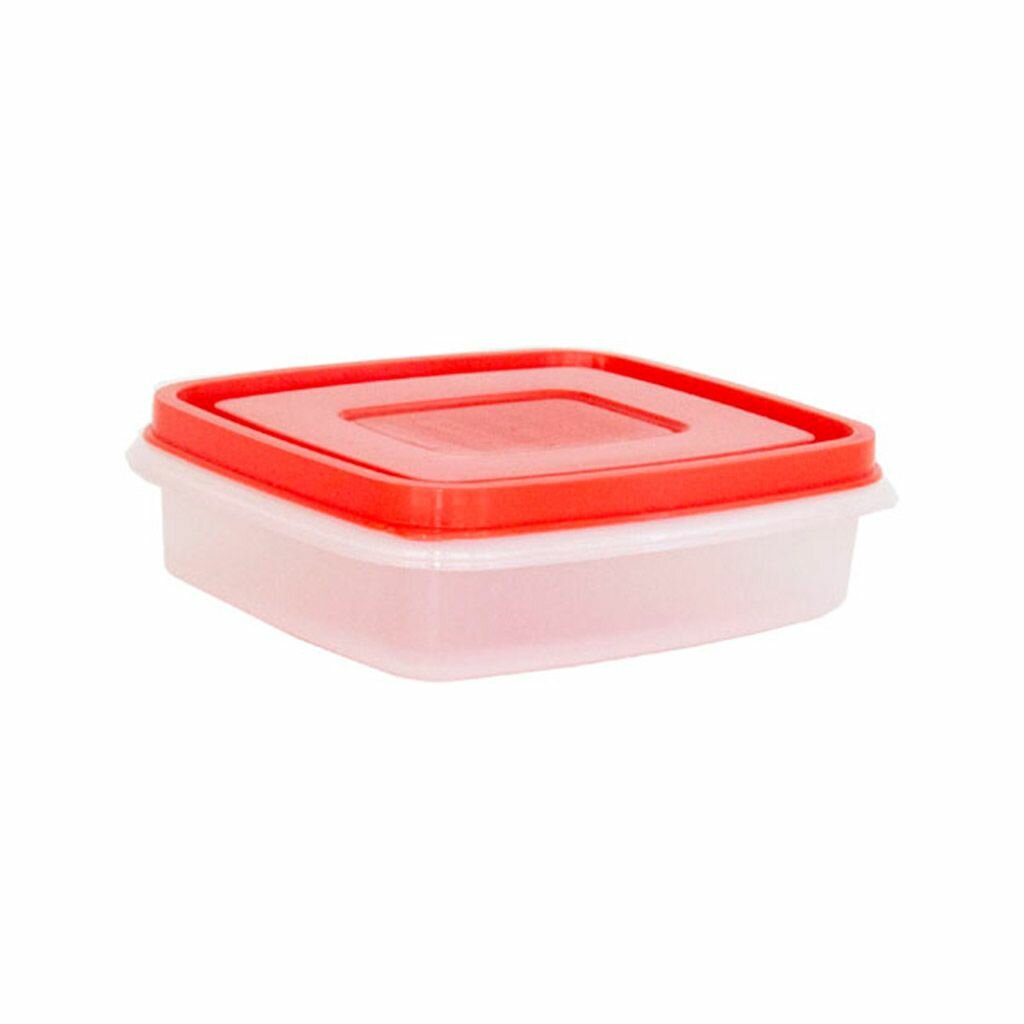 Контейнер для продуктов Домашняя Мода пластмассовый "Стандарт", 0,6 л, 15,5х13,5х4,5 см, полипропилен, прямоугольный, красный (350-0417)
