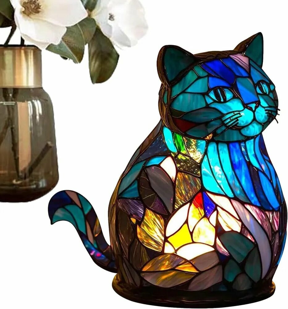 Настольный ночник с разноцветными стеклянными декоративными лампами