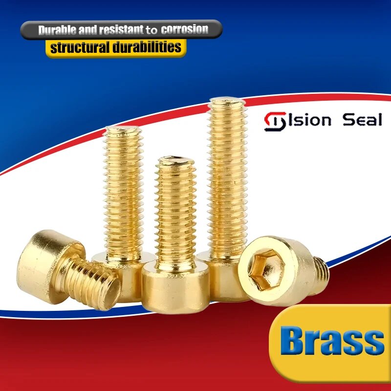 Латунные винты с шестигранной головкой и шестигранной головкой M2 M2.5 M3 M4 M5 M6 M8 M10 Винт с шестигранной головкой Медный болт DIN912