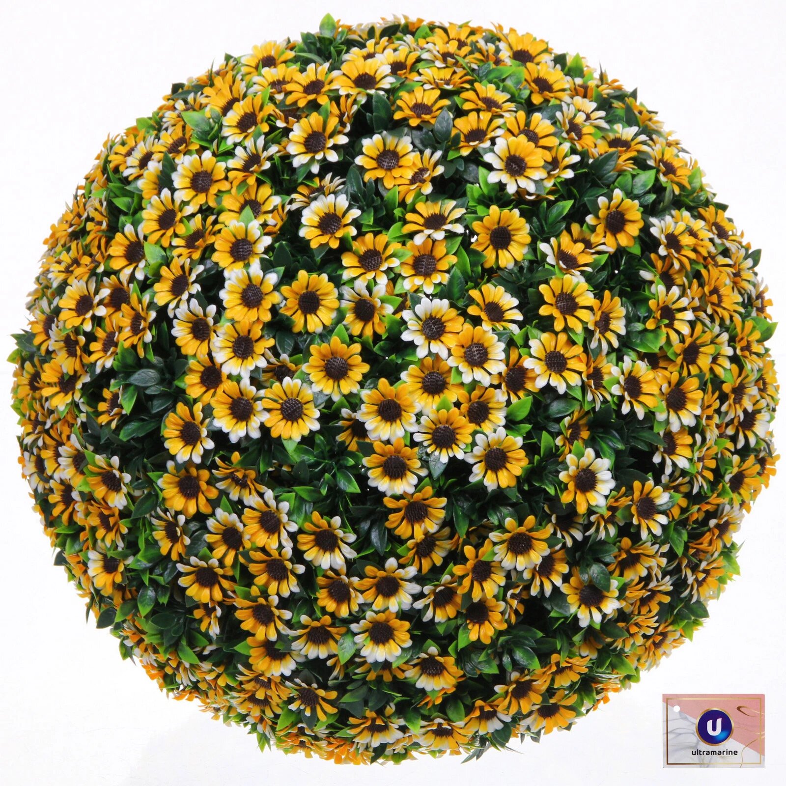 Искусственное растение шар «Самшит» цветы оранжевые D-45см, пластик, Ultramarine