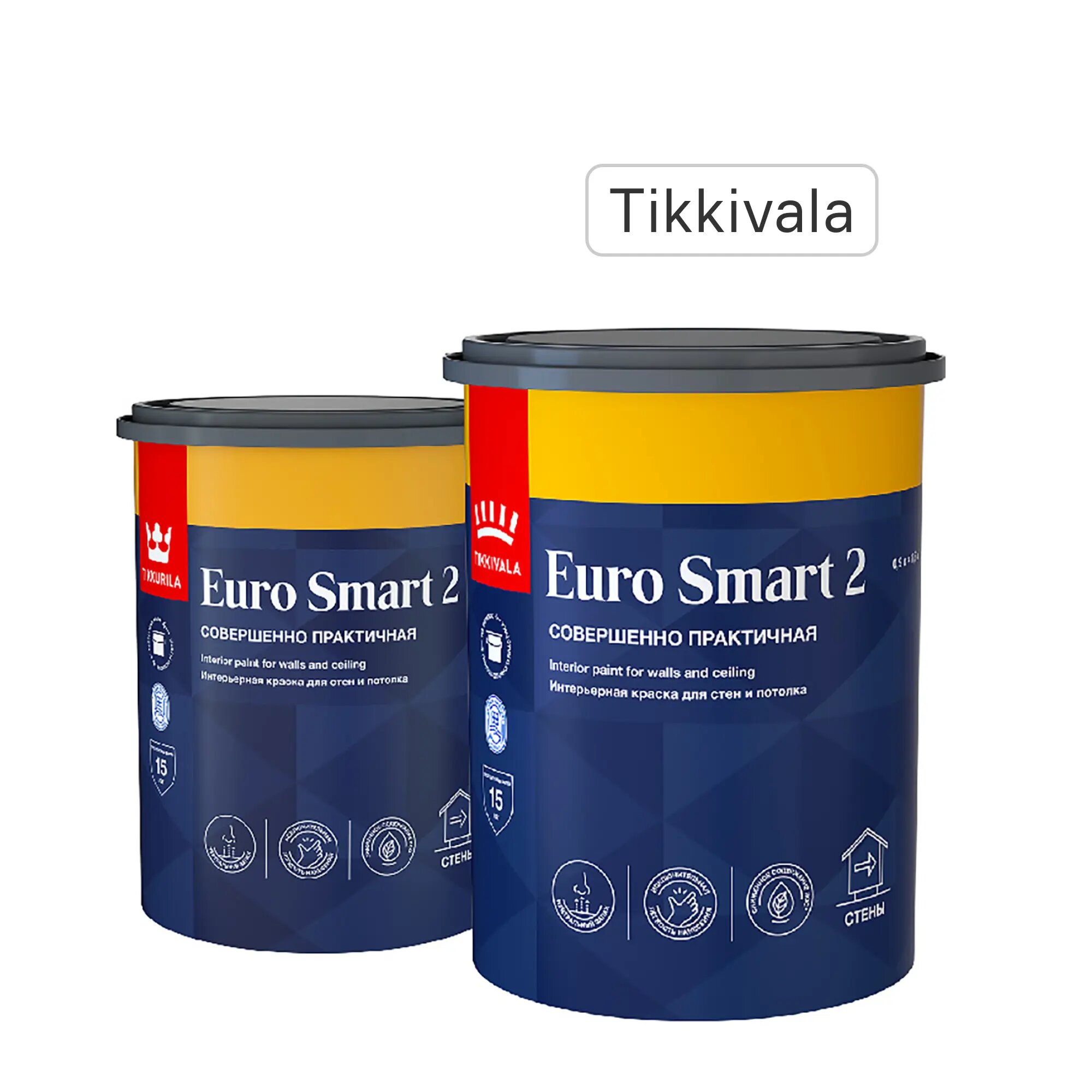 Краска для стен и потолков Tikkivala Euro Smart 2 матовая цвет белый база A 0.9 л