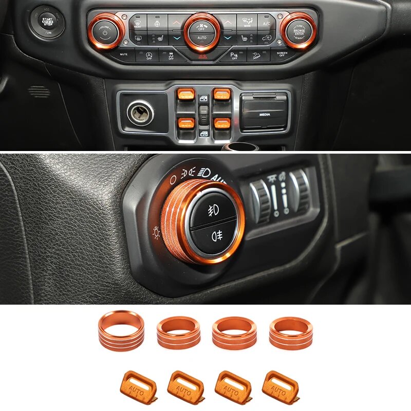 TESIN автомобильный кондиционер/переключатель фар/управление окном, декоративная крышка, аксессуары для Jeep Wrangler JL Gladiator JT 2018+ Orange