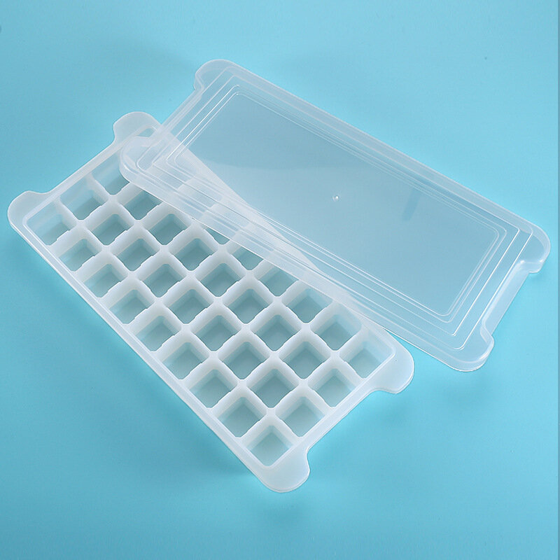 Высококачественная силиконовая форма для льда с крышкой, 36 отсеков, большая модель для домашнего использования, белый