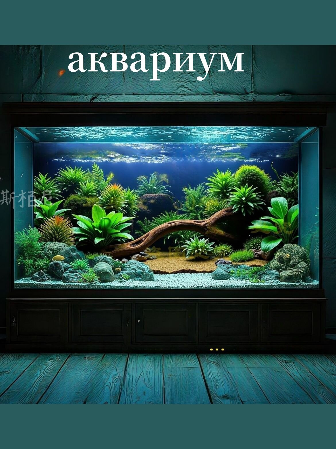 Фон для аквариума Декорации Тропические водоросли,100(ш)x50(в) см