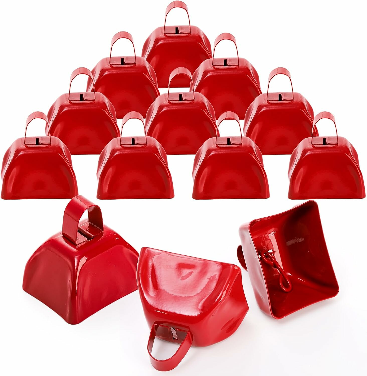 12 шт. колокольчиков Foraineam, металлические громкие колокольчики с ручкой, музыкальные инструменты для спортивных мероприятий, свадеб, поддержки команд, Нового года