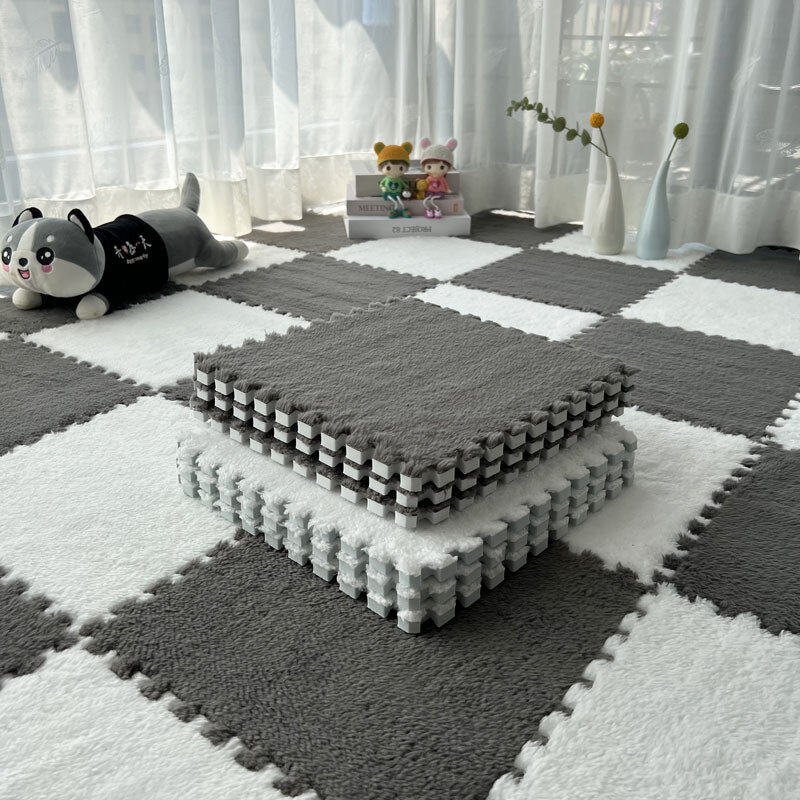 Плюшевые пазлы ковры на пол, 30х30 см, EVA, 10 штук, геометрический рисунок