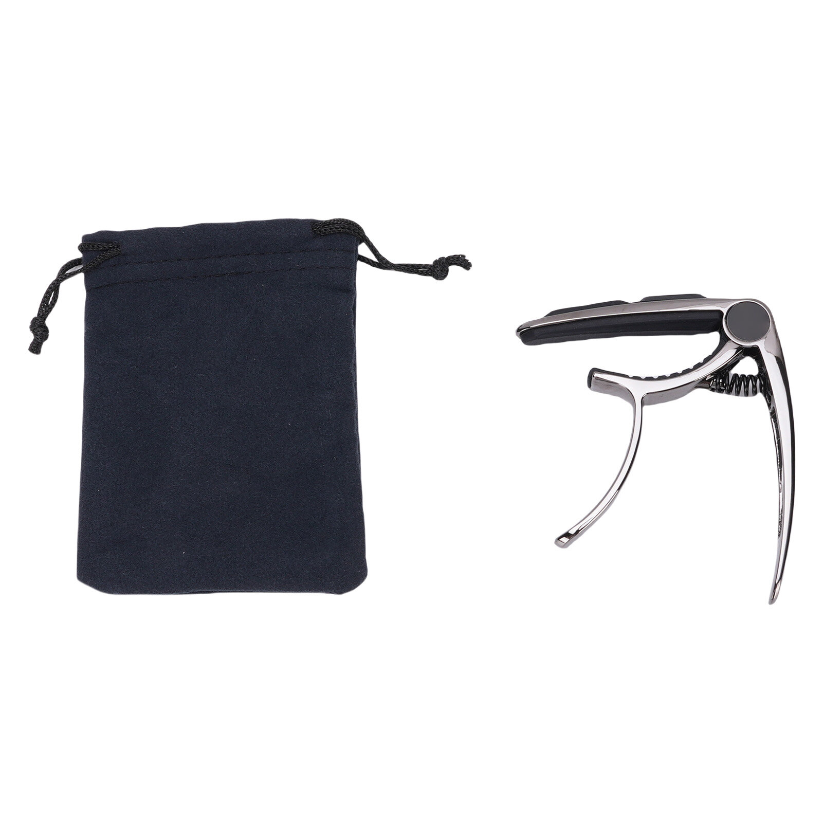 Каподастр для гитары Meideal из цинкового сплава с пружинным механизмом, противоскользящей накладкой и силиконовым держателем для медиатора, подходит для фолк- и классических гитар, укулеле, бас-гитар и струнных инструментов, черный.