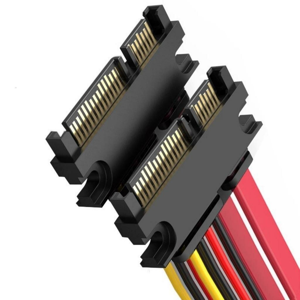 Кабель SATA 7+15pin, штекер-штекер, 0.1m