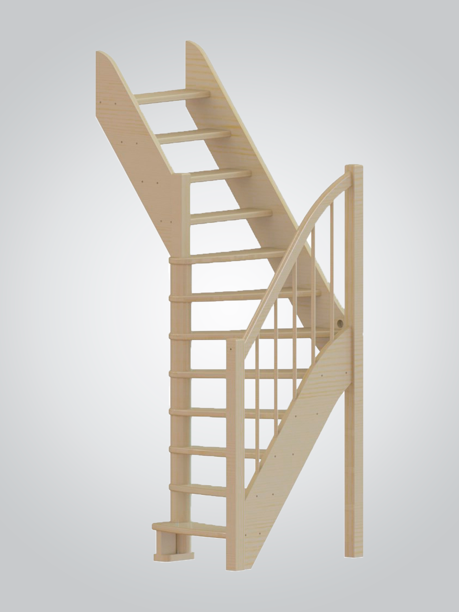 Лестница на второй этаж ЛС-91м+1 Левая под покраску