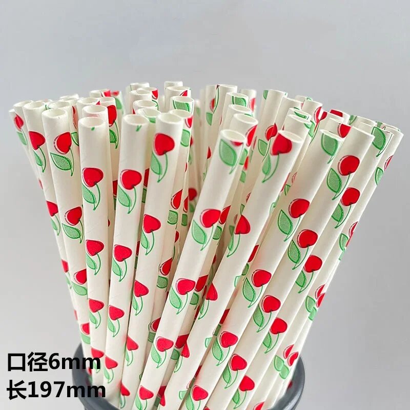 Бумажные соломинки Jeyomerry фруктовые 25 шт large cherry