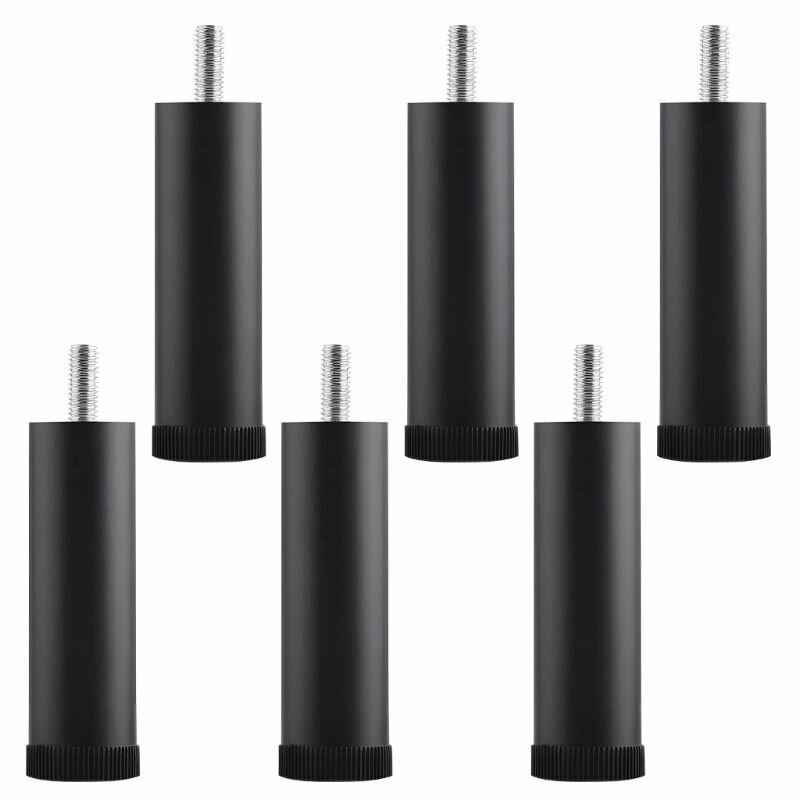 Комплект из шести регулируемых опорных ножек для подъема стола с подставкой ног M10-черный