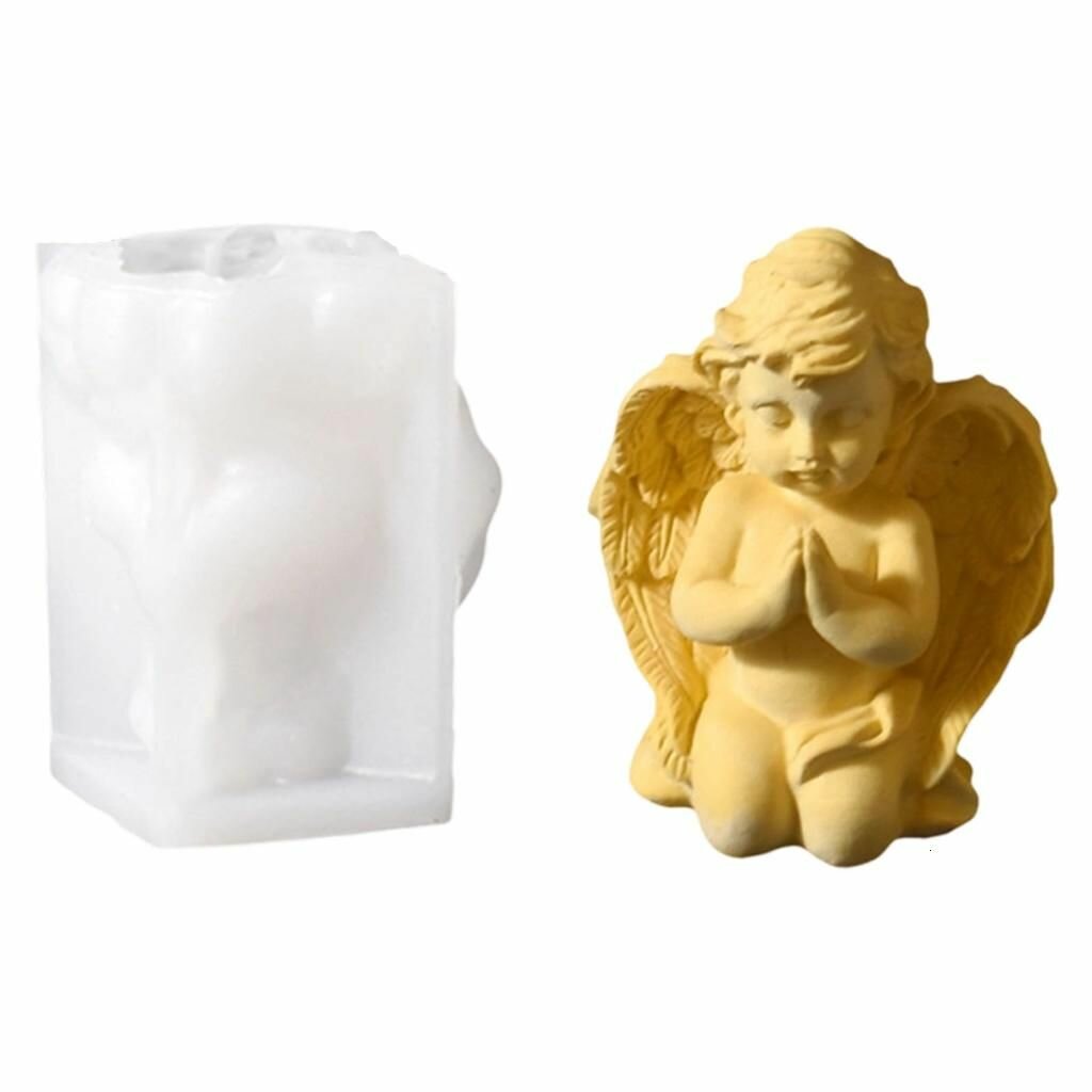 Формы для свечей, Маленький ангел, держащий крылья, ангельская гипсовая силиконовая форма-Молящийся Мальчик-ангел