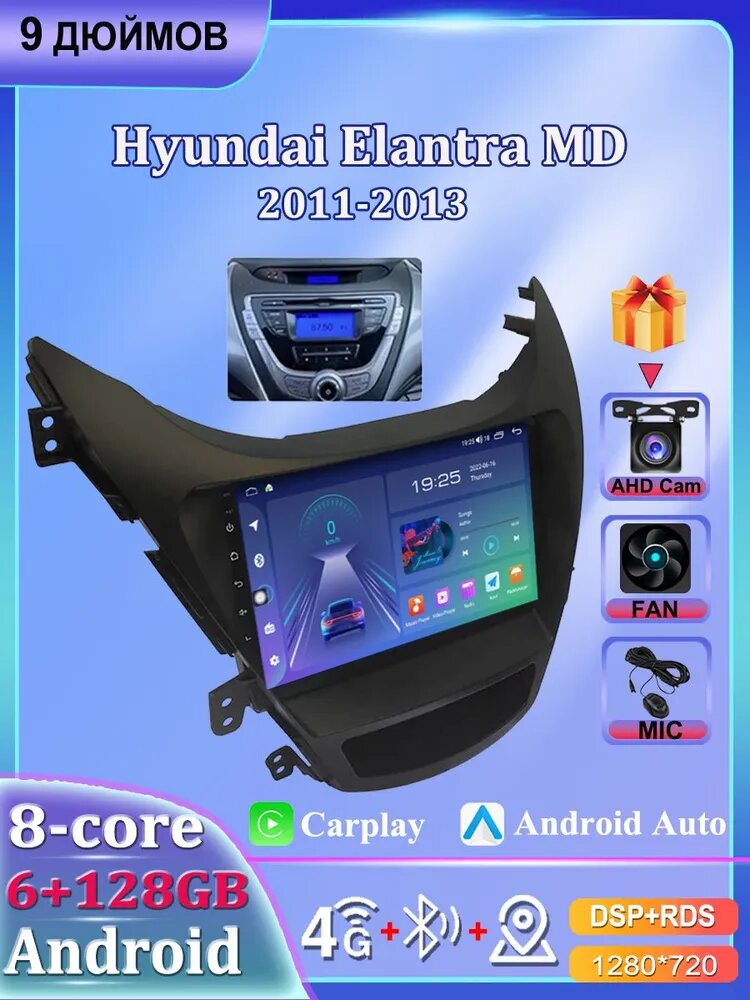 Icreative Устройство головное, диагональ: 9", 2 DIN, 6ГБ/128ГБ