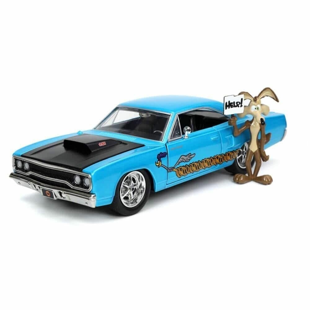Машинка 1970 Plymouth Road Runner with Wile E. Coyote Figure, Looney Toons - Jada Toys 1/24 Scale Die cast Model Toy Car