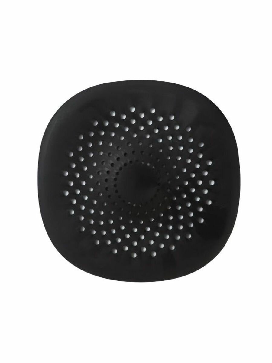 Силиконовая сетка-решетка для слива раковины, ванной и душевой на присосках 14см х 14см, чёрный; Фильтр улавливатель волос и отходов на кухне и в душе.
