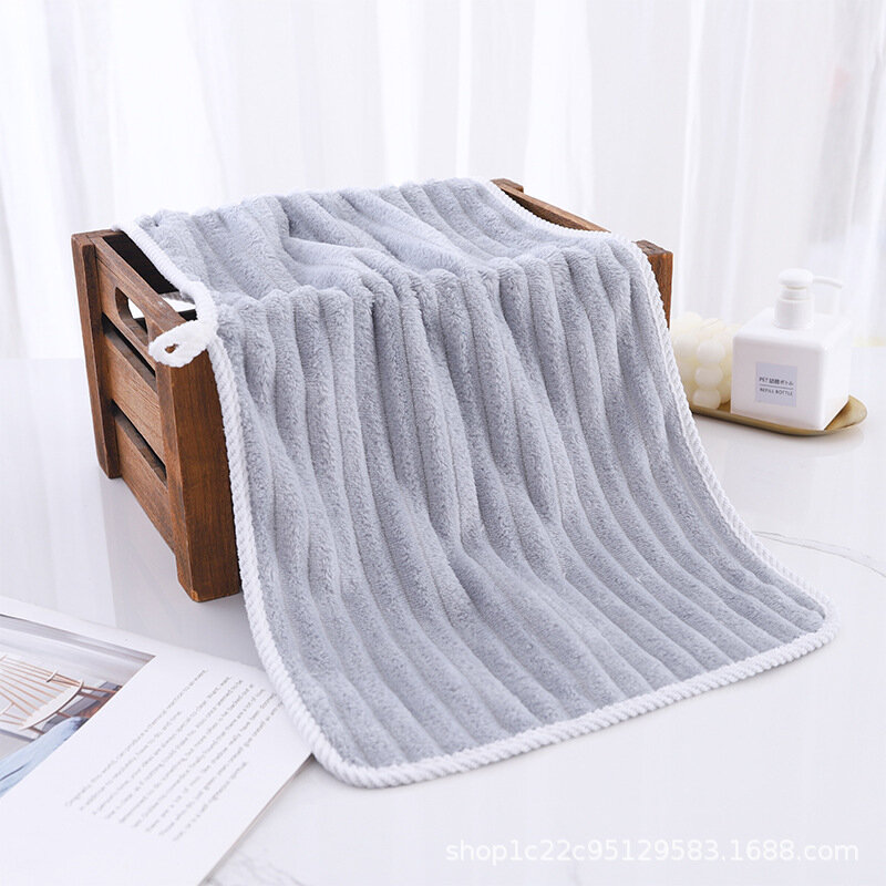 Полотенце для лица из кораллового велюра с отделкой, мягкое, быстросохнущее, впитывающее, для дома, отеля и