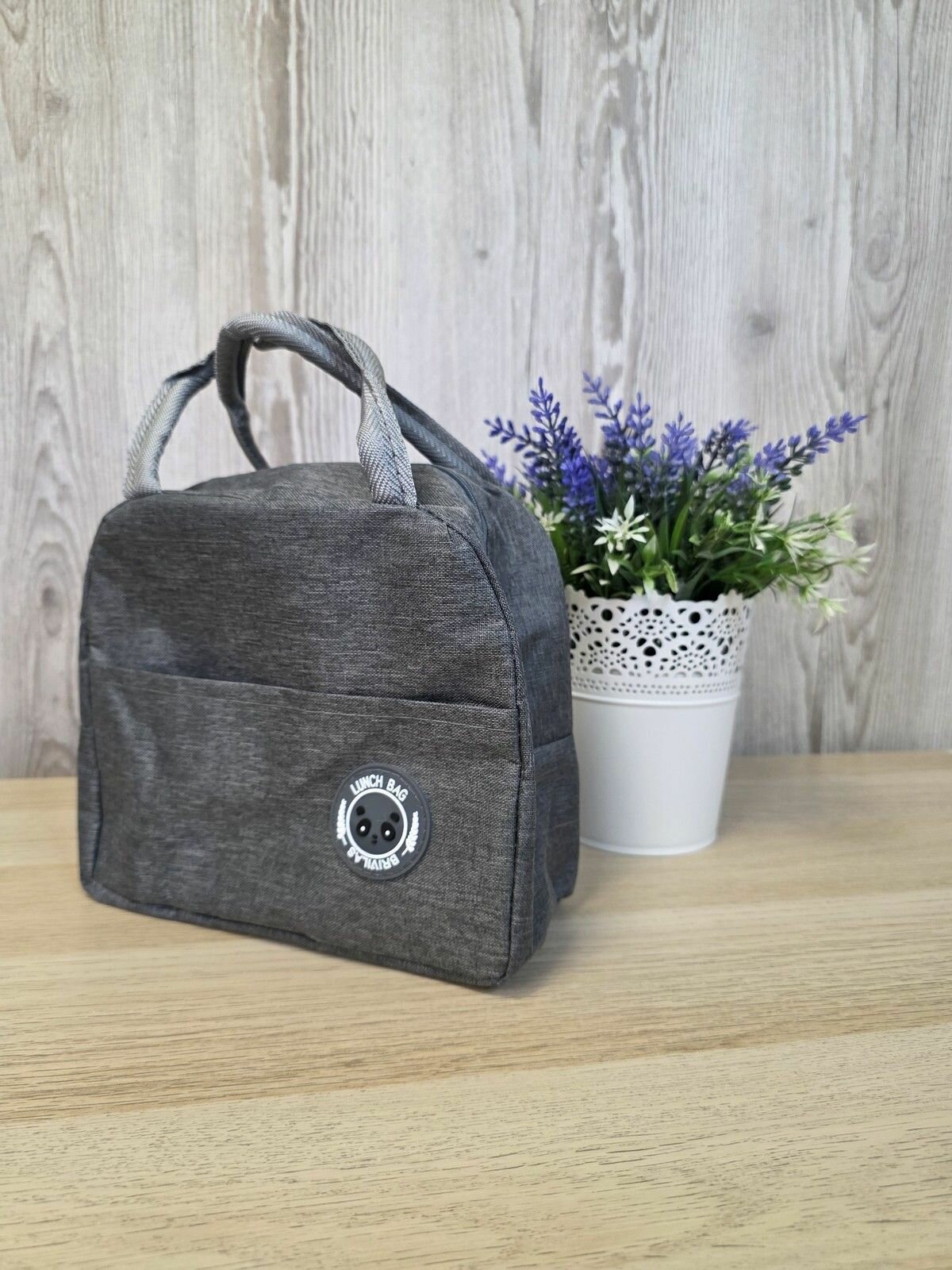 Термосумка для обеда маленькая темно-серая