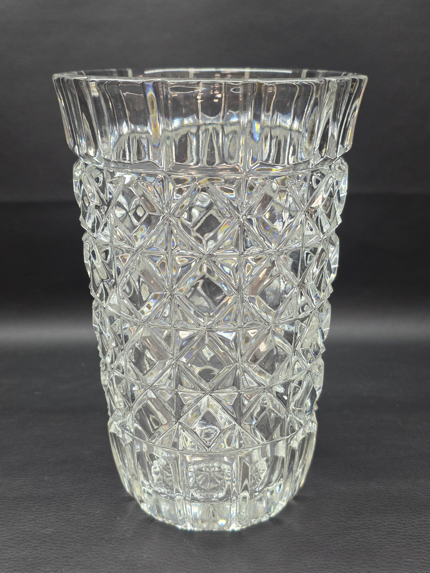 Ваза хрустальная Ромбы СССР высота 17,5 см алмазная грань