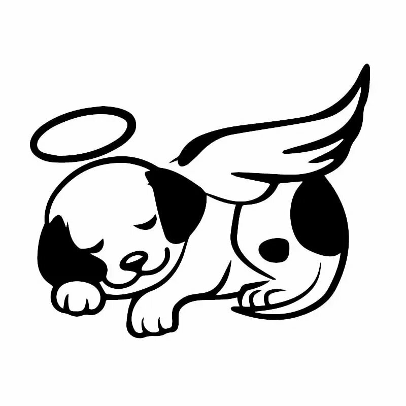 Крылья ангела Pet Halo собака наклейка высокого качества украшение окна автомобиля личность ПВХ водонепроницаемая наклейка черный/белый, 15 см * 12 см черный
