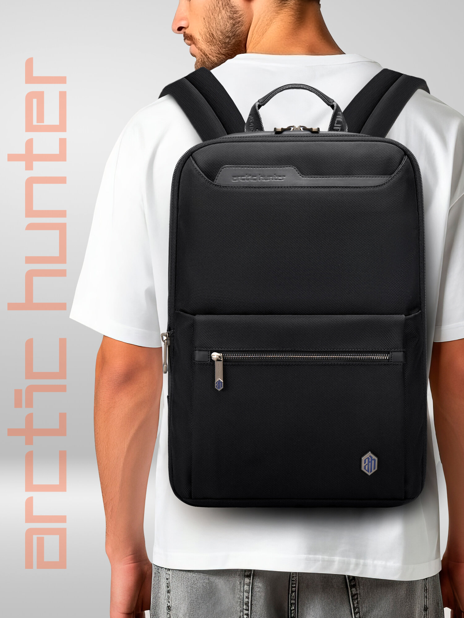 Рюкзак мужской городской B00410, спортивный, черный, 12-21 л, ноутбук 15, ручная кладь, женский для путешествий