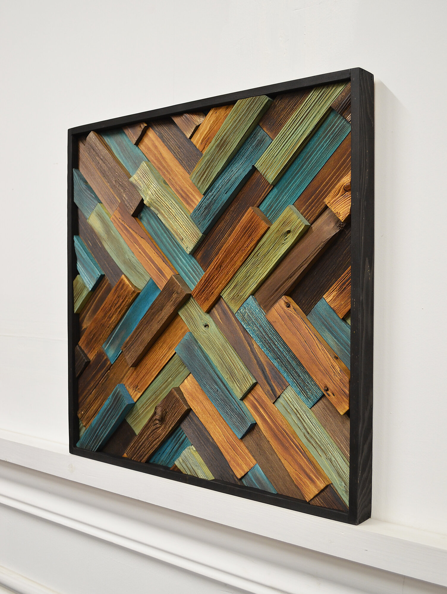 Интерьерное панно из дерева на стену "Пэчворк", 52,5 х 52,5 см