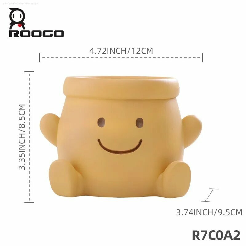 Roogo Горшок для цветов 8.5 см, 1 шт, цвет желтый