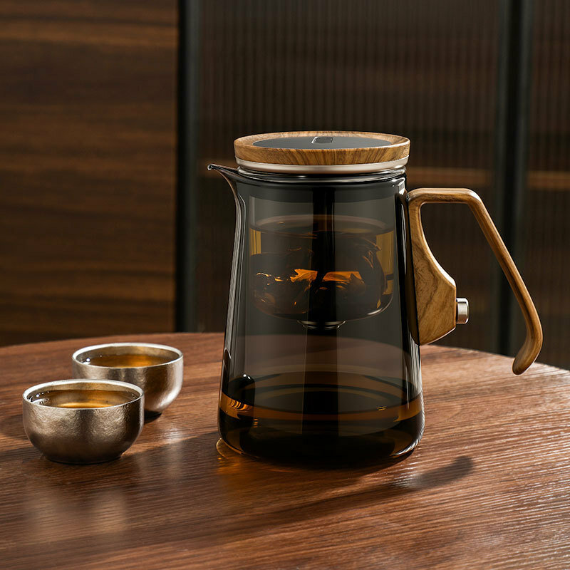 2025 Новая модель магнитного чайника без ручки, элегантный, с полным стеклянным внутренним слоем, набор для домашнего использования с фильтром для заваривания чая