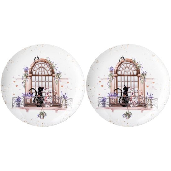 Набор тарелок обеденных Lefard "лавандовые коты" 2 шт. 25,5х2,5 см