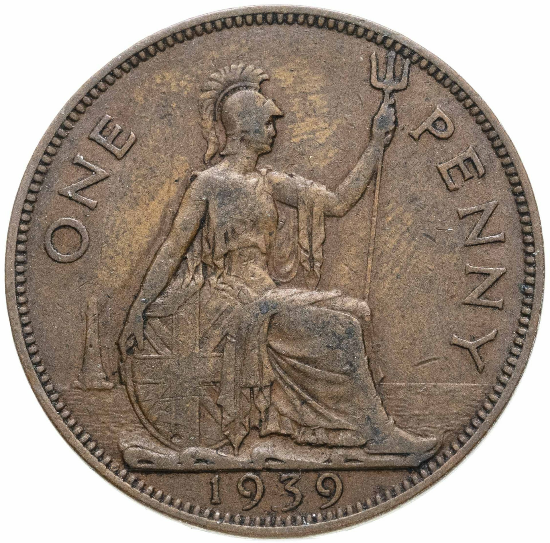 Великобритания 1 пенни penny 1939, Бронза, в сохранности VF-XF