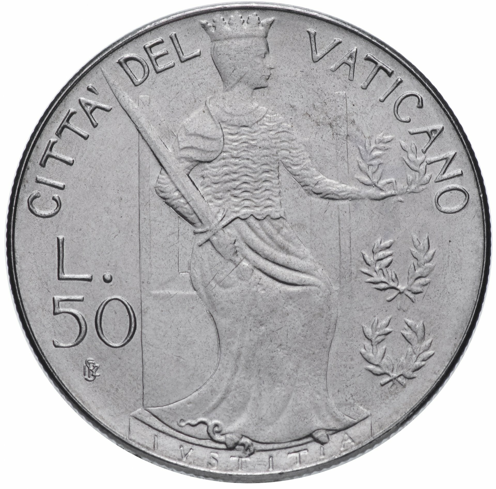 Ватикан 50 лир 1979, Сталь, в сохранности UNC