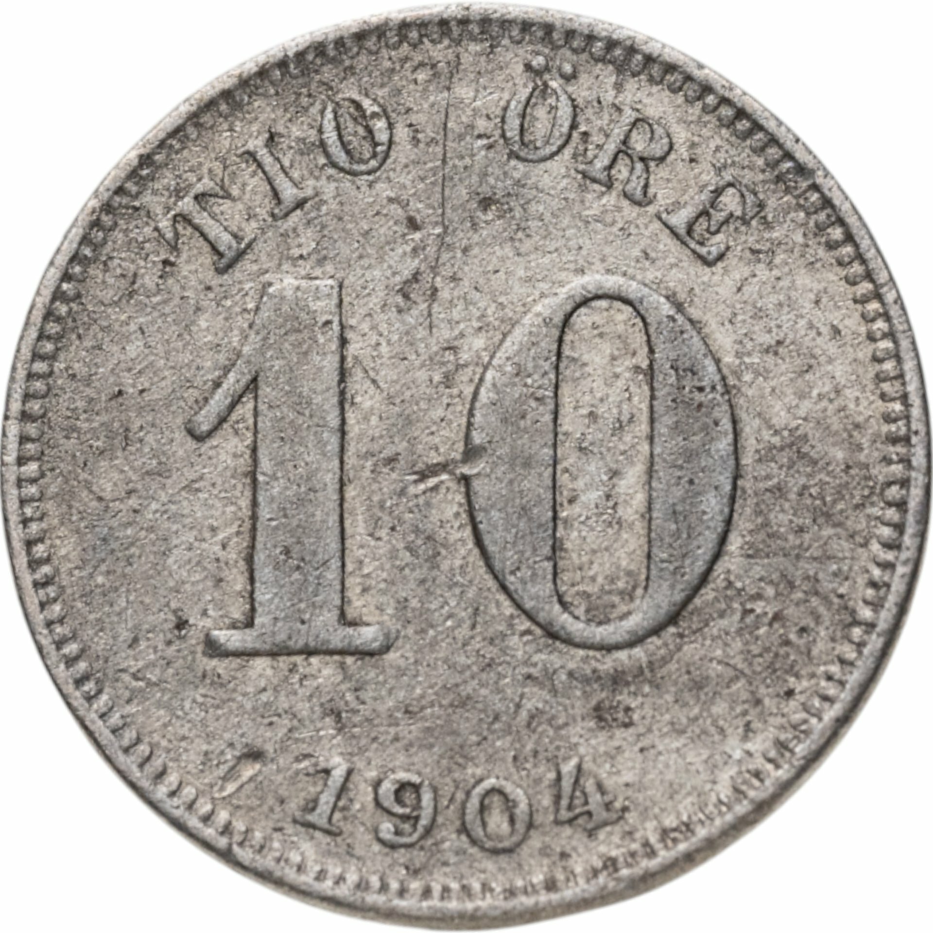 Швеция 10 эре 1904, Серебро 400, в сохранности VF