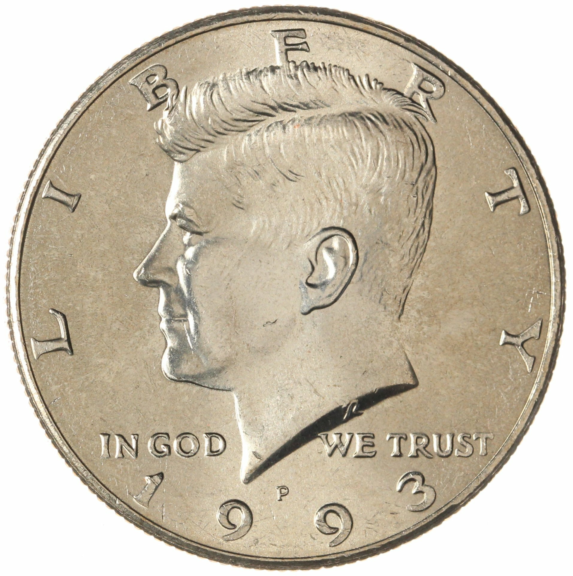 США 50 центов 1/2 доллара, half dollar 1993 P Kennedy Half Dollar Кеннеди знак монетного двора "P" - Филадельфия, Медь, в сохранности AU-UNC